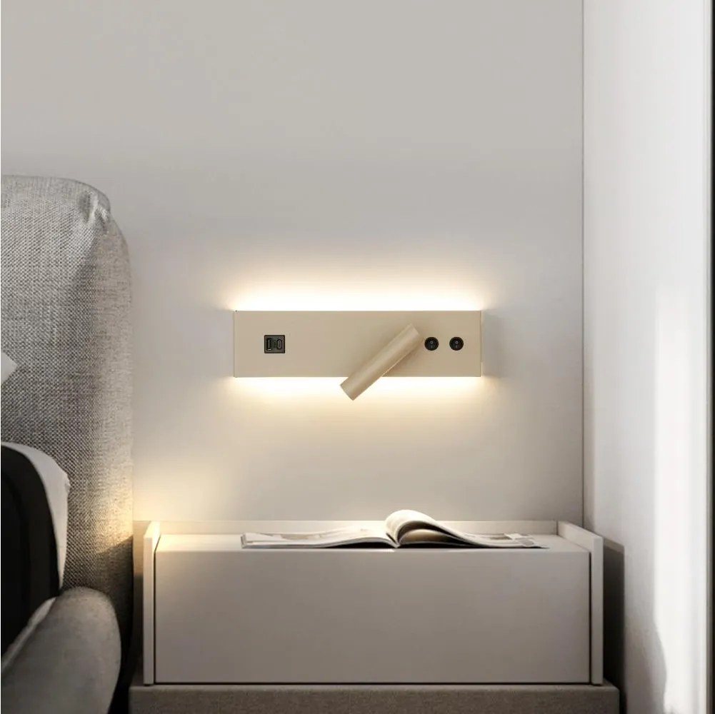Brilagi-LED Nást. bodové svítidlo s USB portem NOCTIS LED/3W/230V+LED/9W béžová
