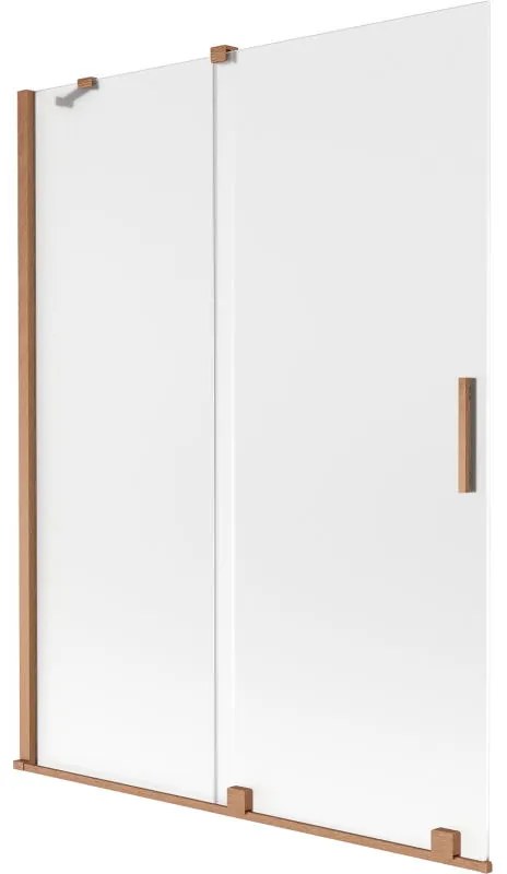 Mexen Velar, 2-křídlová posuvná vanová zástěna 130 x 150 cm, 8mm sklo námraza, měděná matná, 896-130-000-31-65