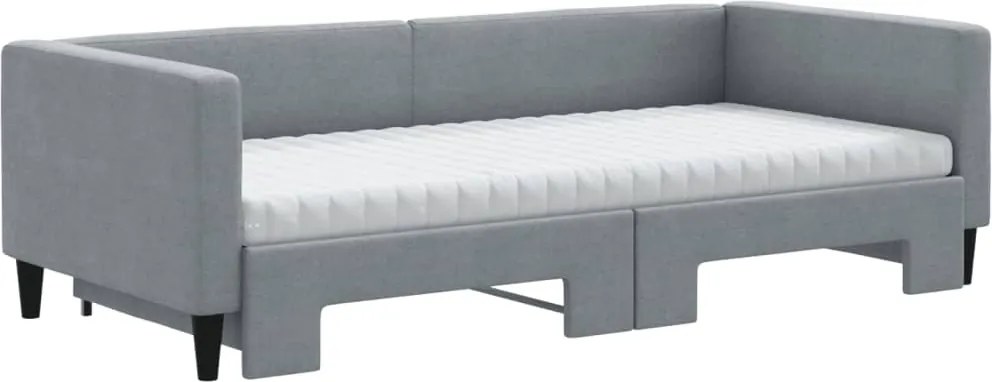 Válenda s přistýlkou a matracemi světle šedá 90 x 190 cm textil 3196606