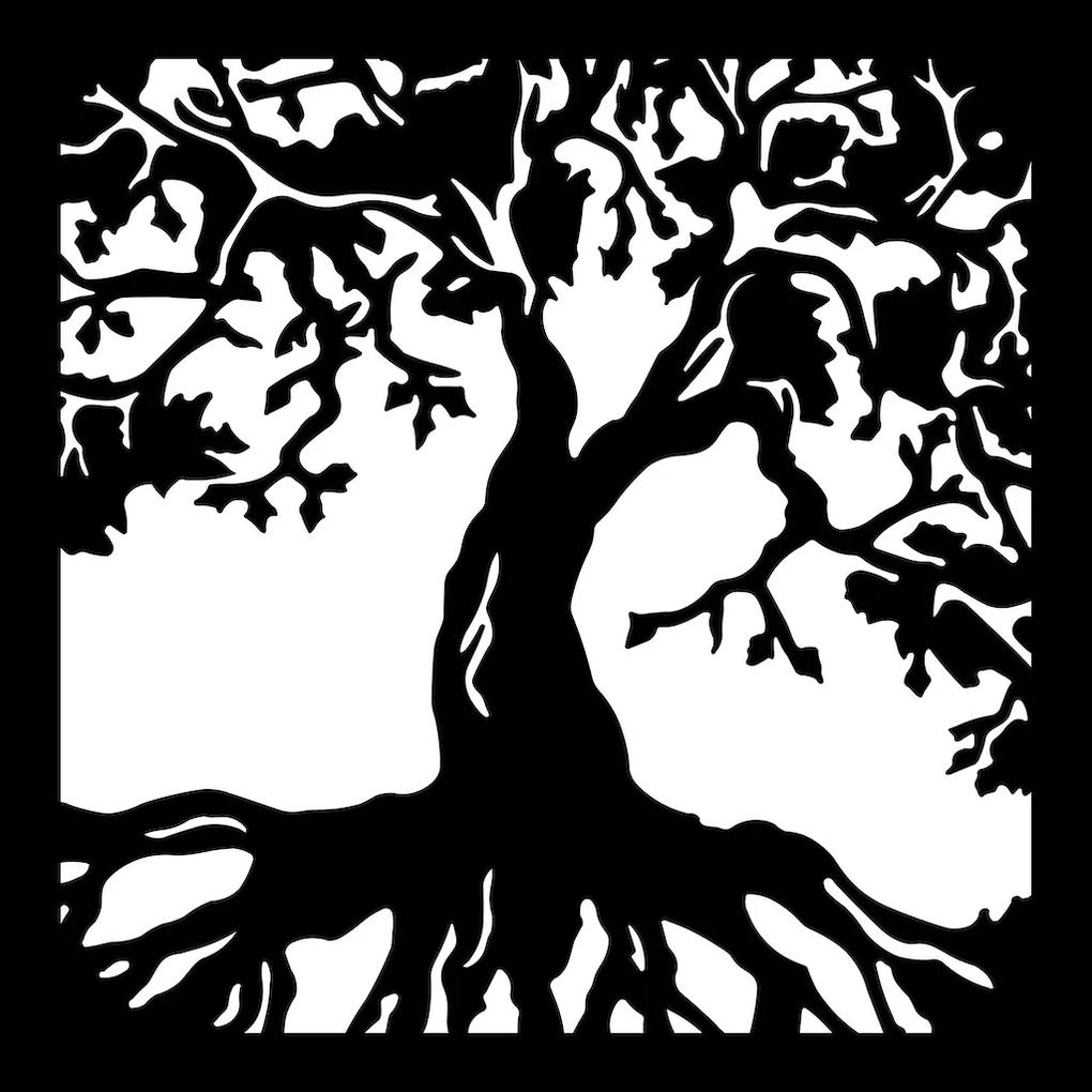 Dřevěný obraz na zeď - Strom života od 2opice.cz Materiál: ČERNÝ EBEN, Velikost (mm): 850 x 850
