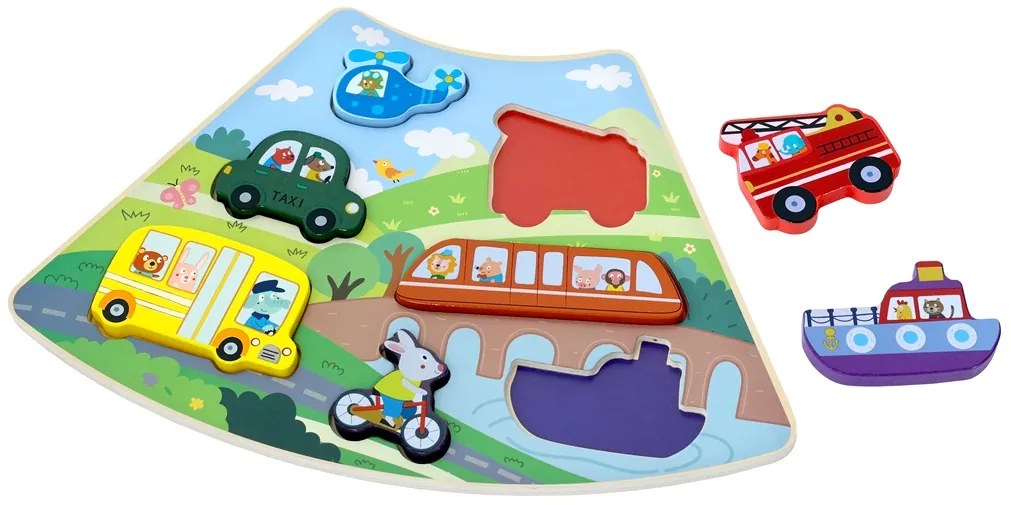 2Kids Toys Dřevěné puzzle Dopravní prostředky propojitelné