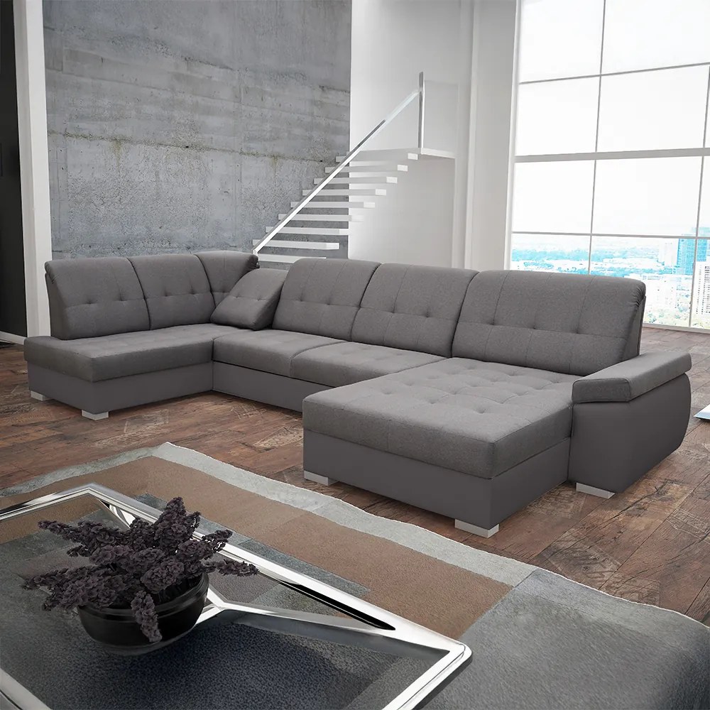 Sedací souprava ZEUS | 162x375x180 cm | LEVÁ | s funkcí RELAX | rozkládací + 2x úložný prostor | VÝBĚR TKANIN