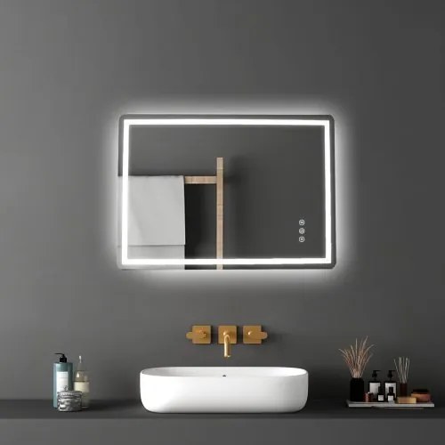 LED koupelnové zrcadlo 3 barevné nástěnné toaletní zrcátko proti zamlžování 70 ×