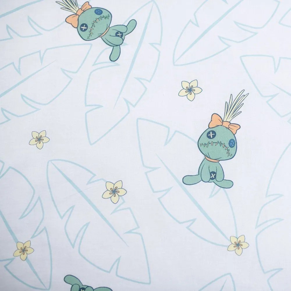 Světle modré bavlněné dětské povlečení do postýlky 100x135 cm Lilo & Stitch "Tropical Hugs" – Jerry Fabrics