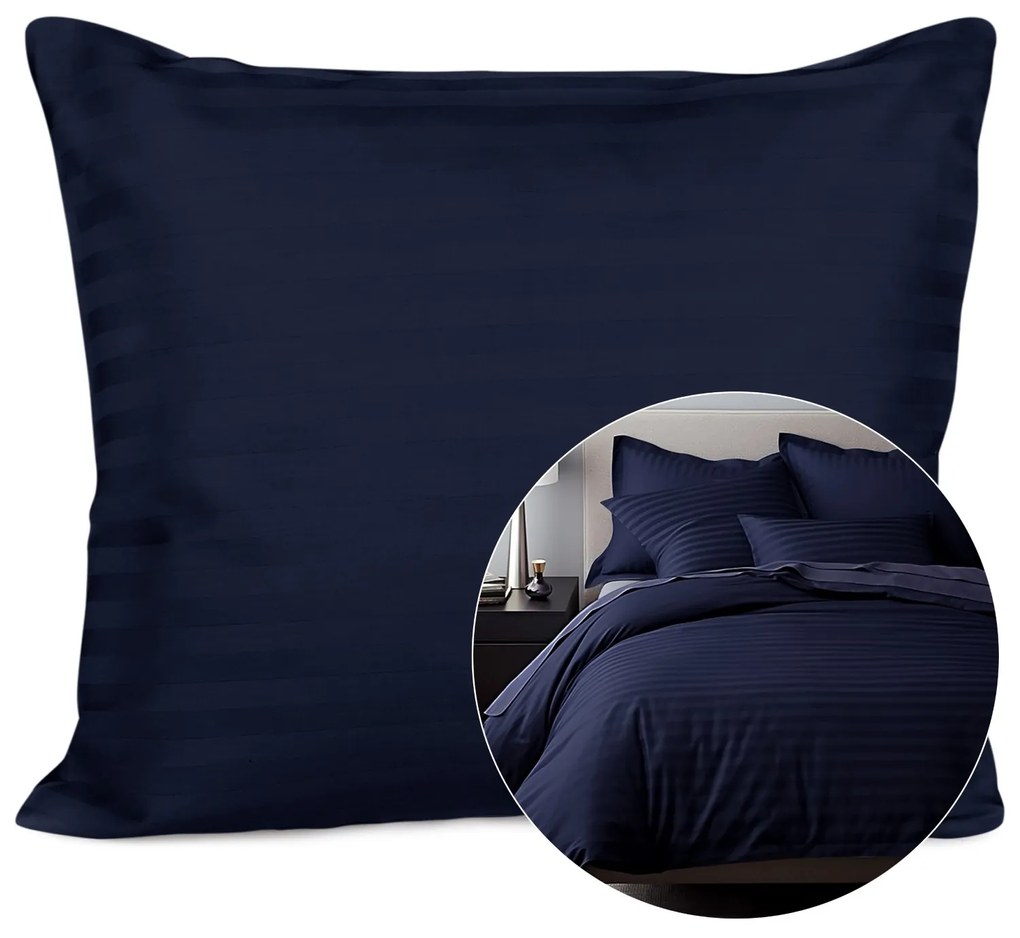 SATÉNOVÝ POVLAK NA POLŠTÁŘ CIZGILI NAVY BLUE 70X80 CM EXCLUSIVE TMAVĚMODRÁ