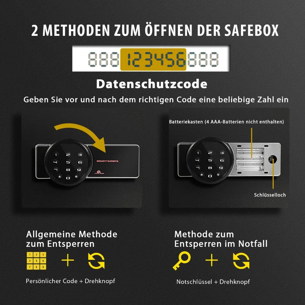 Costway Bezpečný elektronický trezor 31,5 l s digitální klávesnicí a klíčem
