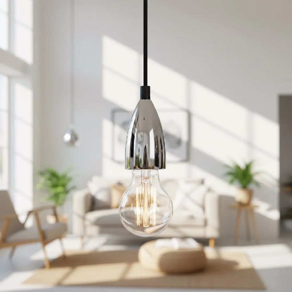 Toolight Rea, Stropní lampa závěsná Chrome držák žárovky APP358-1CP, OSW-08424