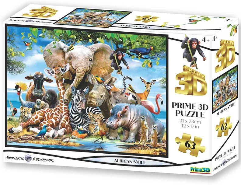 PRIME 3D PUZZLE - Afrika úsměv 63 dílků