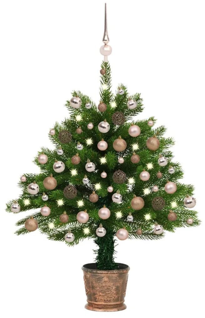 Umělý vánoční stromek s LED diodami a sadou koulí 90 cm zelený,  3077638 HangarStore.cz