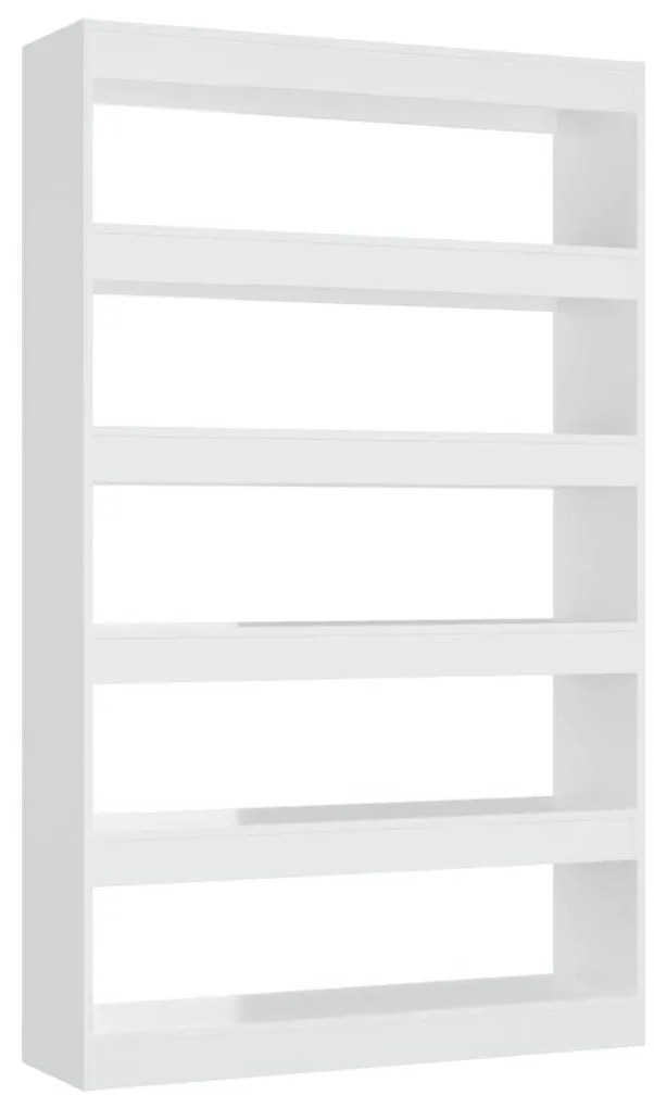 Knihovna / dělicí stěna bílá s vysokým leskem 100 x 30 x 166 cm - Default Title