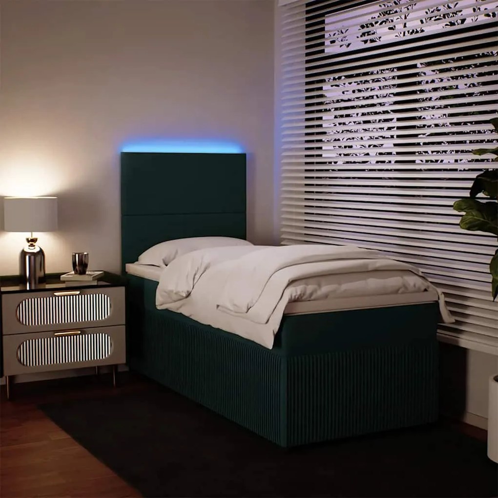 Box spring postel s matrací tmavě zelená 100x200 cm samet 3294559