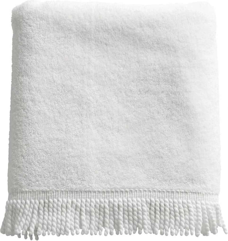 Tine K Home Bílý ručník Fringes 50x100 cm, bílá barva, textil