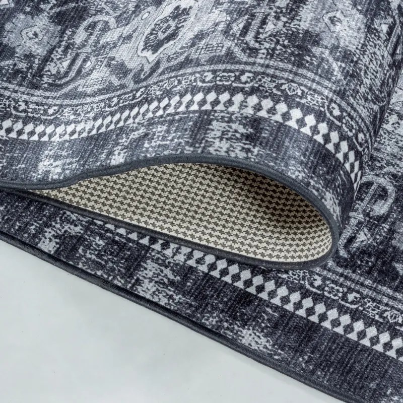 Ayyildiz, Kusový koberec Fiesta 4301 black, 80x250, černobílá, chodba / předsíň