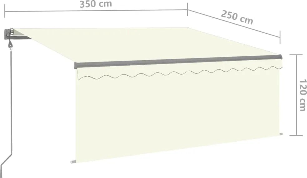 vidaXL Marketos Automatická markýza roleta LED a senzor větru 3,5x2,5 m krémová