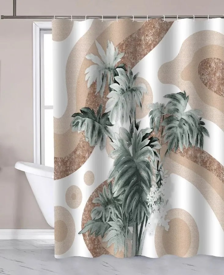 Aqualine Aqualine, Sprchový závěs 180x180cm, polyester, palma, ZP016