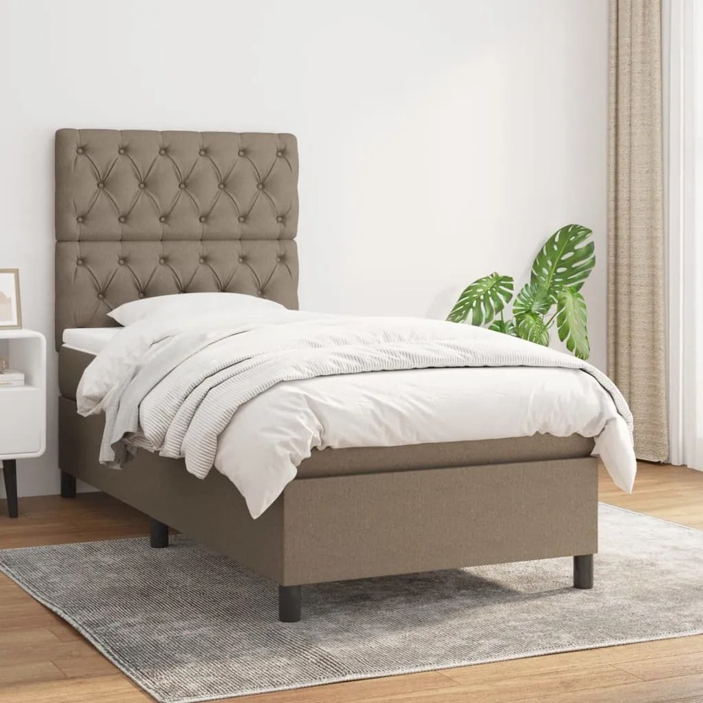 Box spring postel s matrací taupe 80x200 cm textil