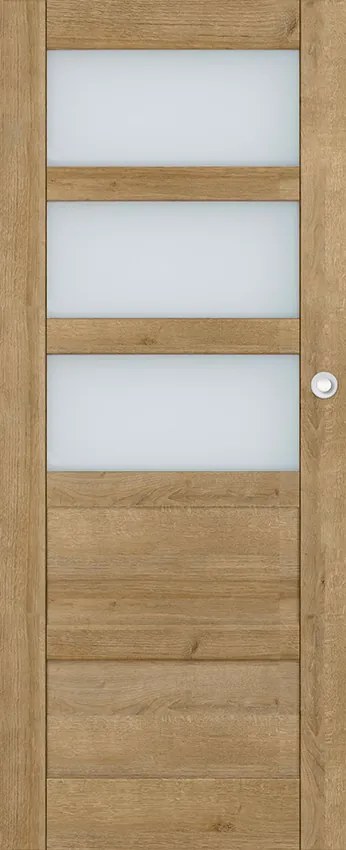 posuvné interiérové dveře do pouzdra BRAGA model 4 Průchozí rozměr: 70 x 197 cm, Orientace dveří: Levé dveře, Dekor: Dub Santa
