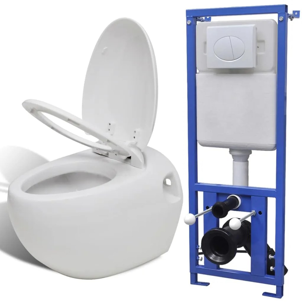 Závěsná toaleta vejčitého tvaru s podomítkovou nádržkou | bílá