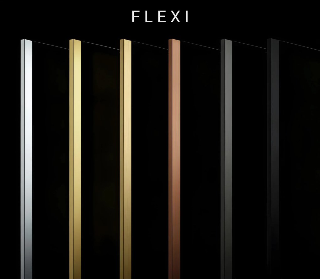 Bezrámová sprchová zástěna REA FLEXI BRUSH COPPER 110 cm, měď kartáčovaná/transparent - bez vaničky