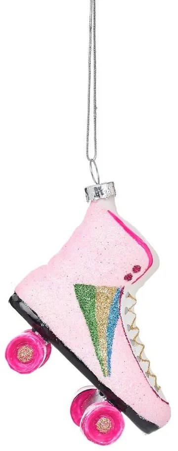 Skleněná ručně vyrobená vánoční ozdoba 8 cm Retro Rollerskate – Sass &amp; Belle