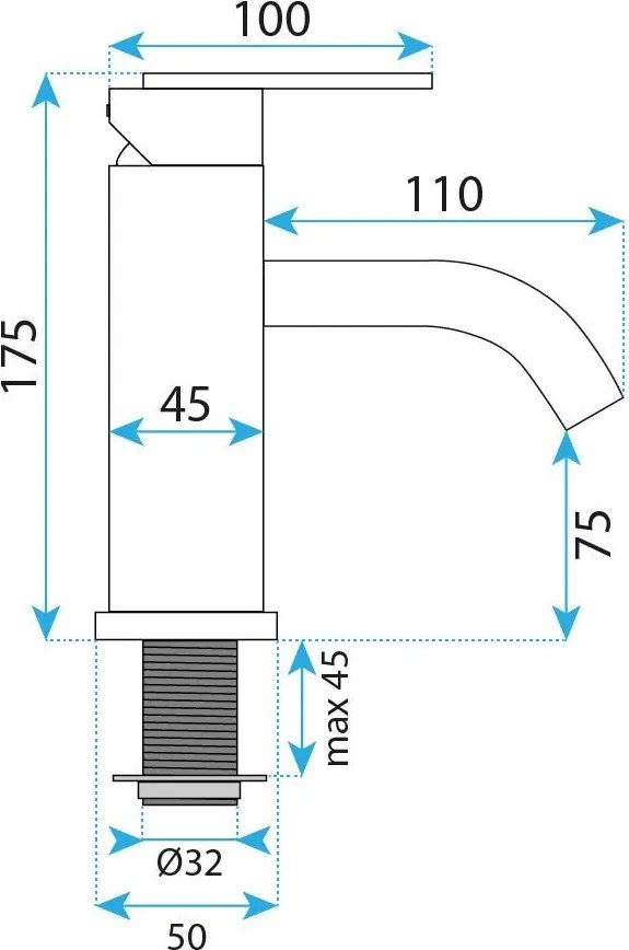 Rea Ontario, umyvadlová baterie h-175, černá matná, REA-B5504