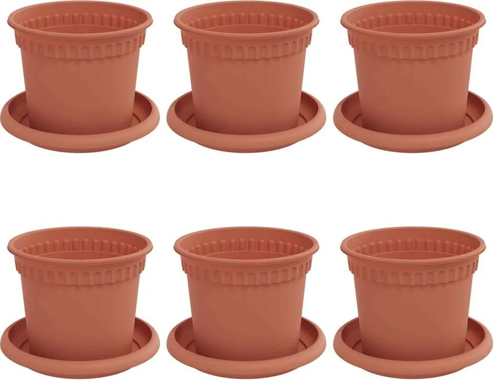 Květináče 6 ks Cihlově červená Plast 3403254