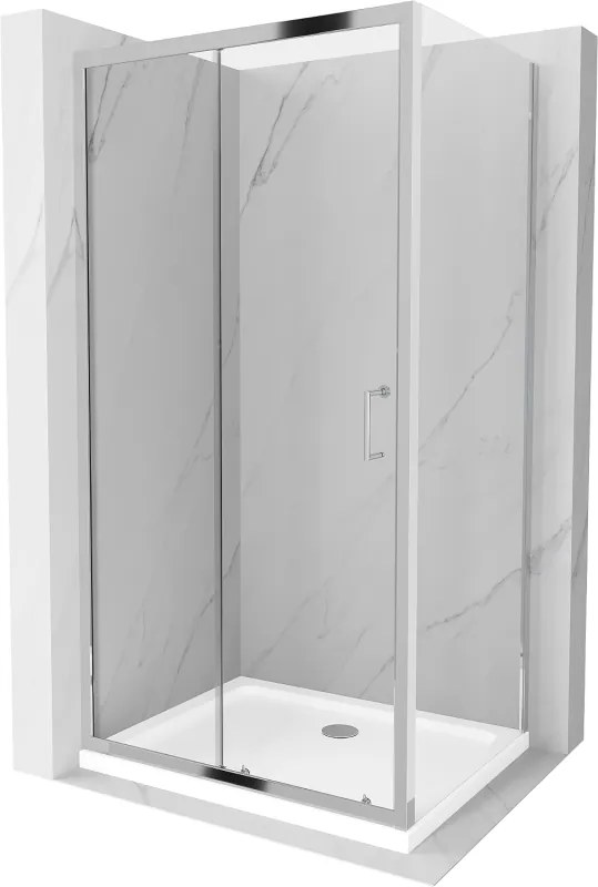 Mexen Apia posuvný sprchový kout 140 x 100 cm, 5mm sklo, chromový profil-čiré sklo + slim sprchová vanička 5cm, 840-140-100-01-00-4010