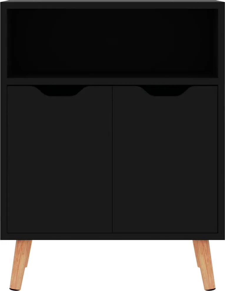 Příborník černý s vysokým leskem 60x30x72 cm kompozitní dřevo 326829