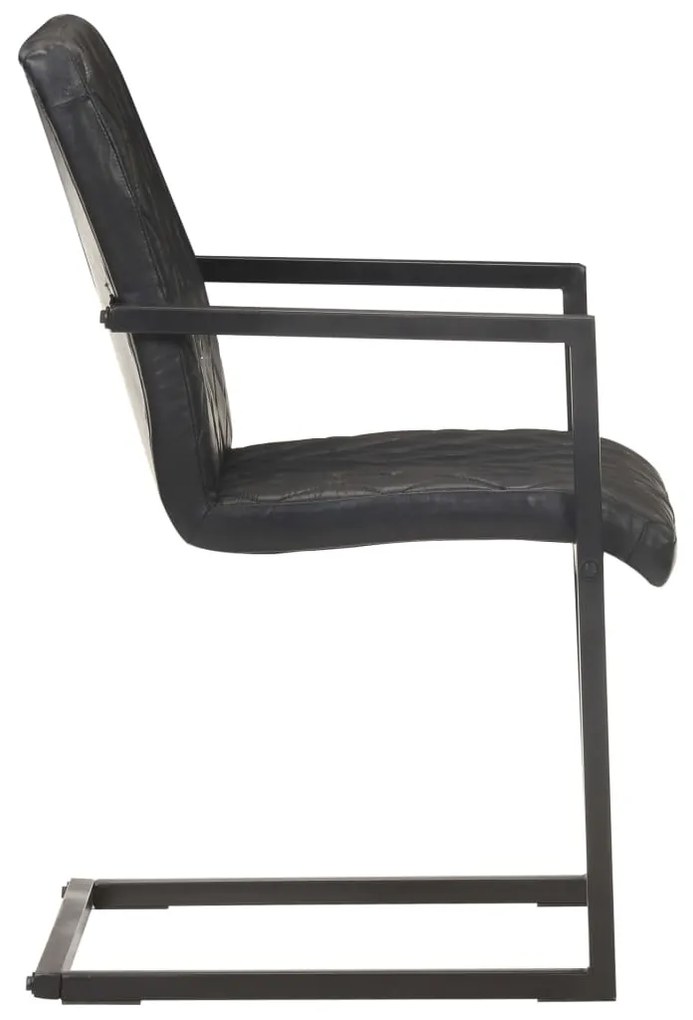 Konzolové jídelní židle 4 ks černé pravá kůže - Default Title