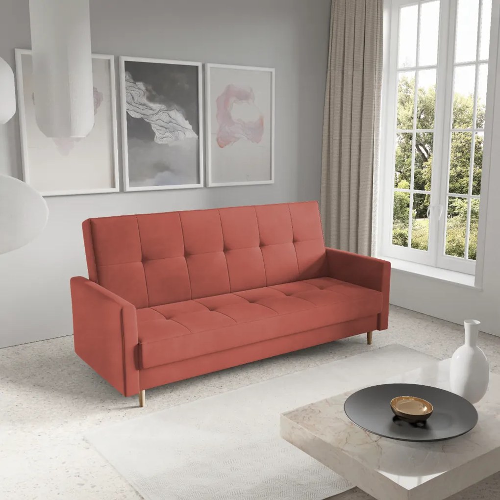 Eka Rozkládací pohovka KARA, 227 cm Výběr nohou: Černé, Barva látky: Žlutá (Kronos 01)