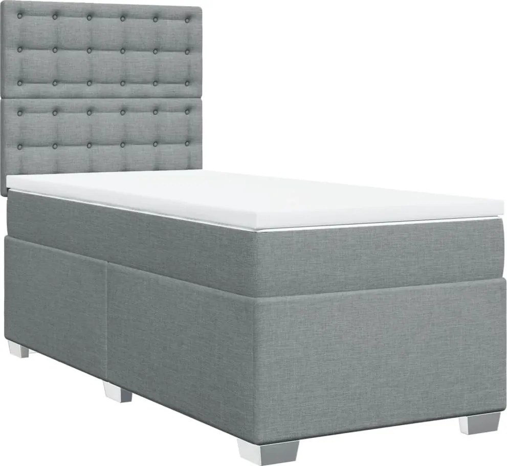 Box spring postel s matrací světle šedý 100 x 200 cm textil 3290413