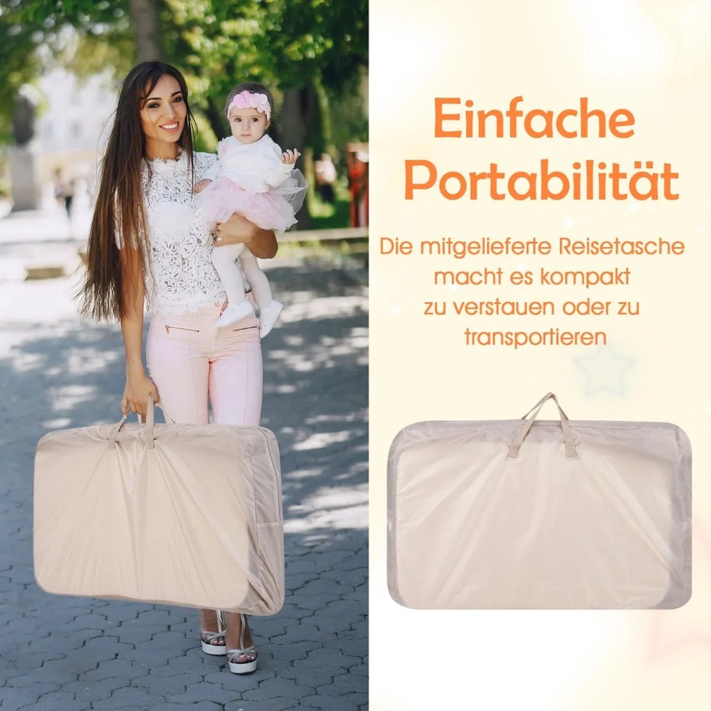 Costway Dětská postýlka Dětská s 7 výškovým nastavením, uzamykatelná kolečka
