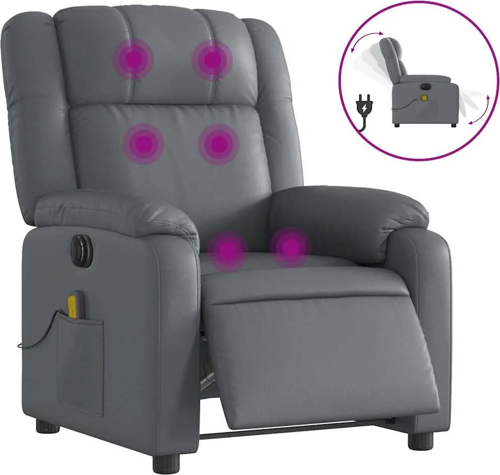 Elektrické masážní polohovací křeslo šedé umělá kůže 3205146