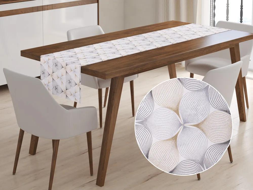 Biante Dekorační běhoun na stůl PML-031 Designové geometrické obrazce na bílém 35x140 cm