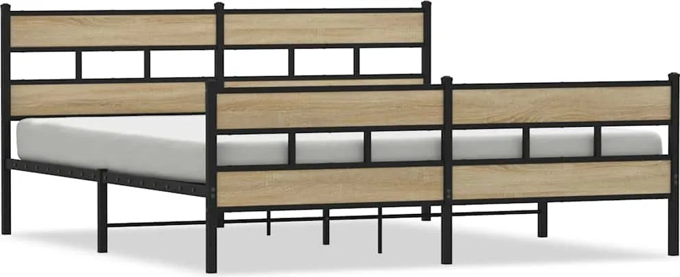 Kovový rám postele bez matrace dub sonoma 180 x 200 cm 3308472