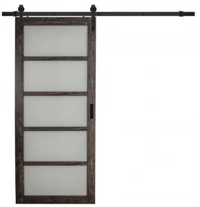 Posuvné prosklené dveře rámové okýnka 65cm, 203cm, hladký, surové dřevo bez barvy a laku