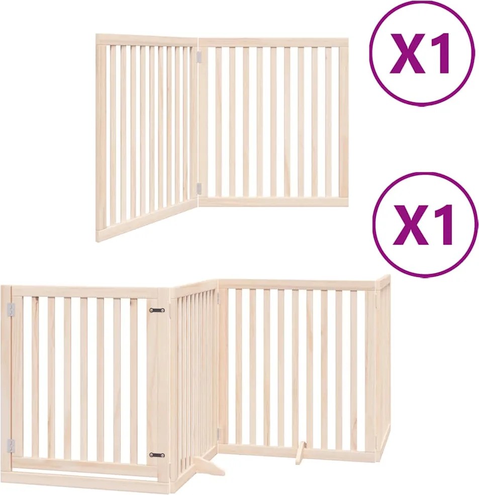 Zábrana pro psy s dvířky skládací 6 panelů 480 cm topol 3155669
