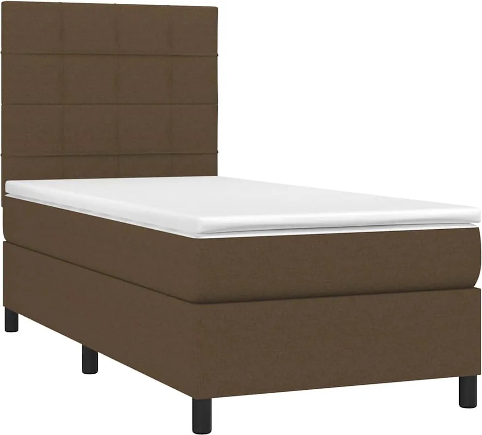 Box spring postel s matrací a LED tmavě hnědá 80x200 cm textil 3134832