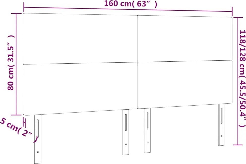 Čelo postele s LED tmavě modré 160x5x118/128 cm samet 3122202