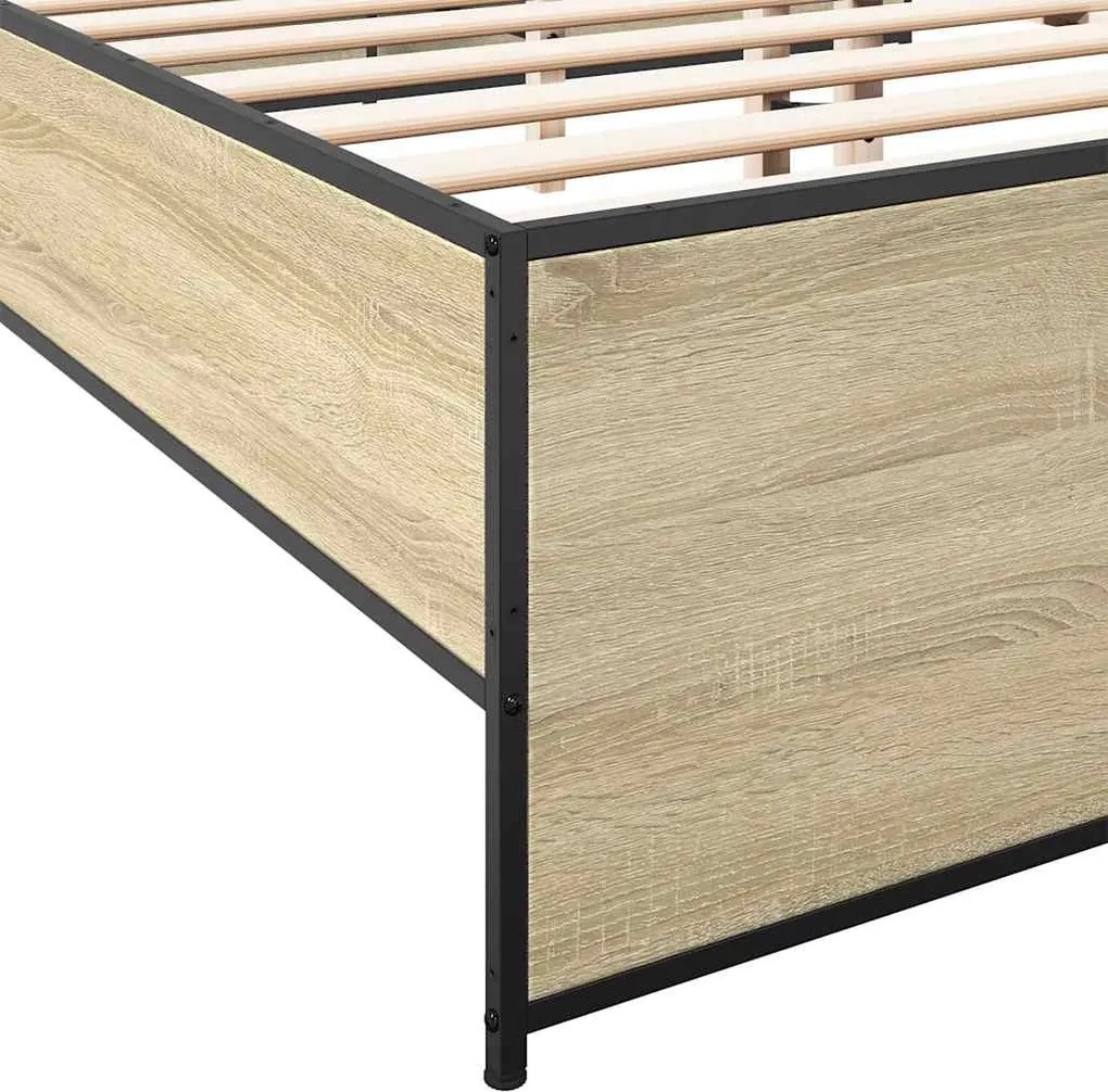 Rám postele dub sonoma 150 x 200 cm kompozitní dřevo a kov 3279883