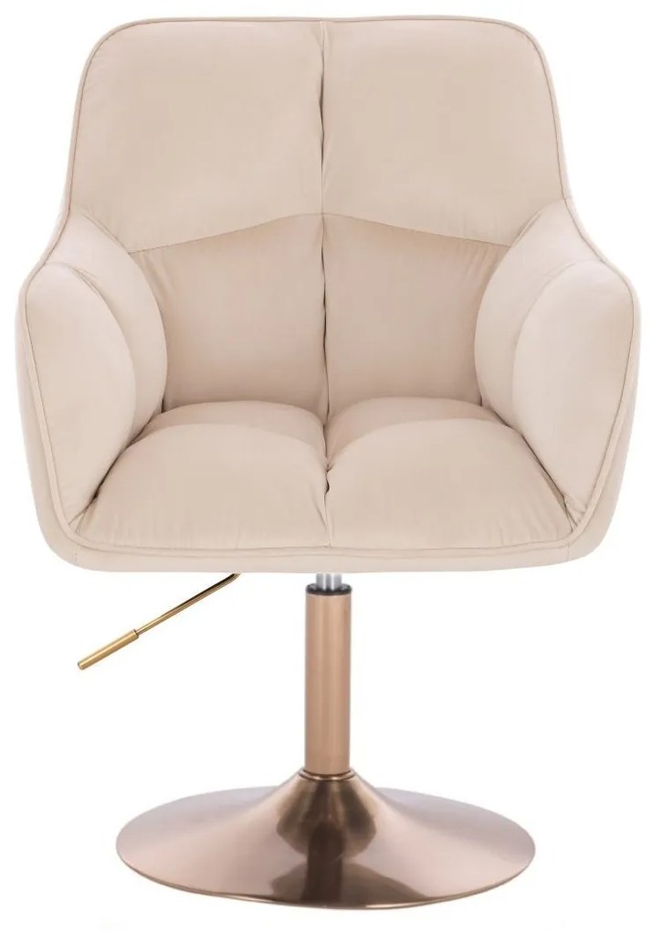 LuxuryForm DESIGN Otočné křeslo AMALFI VELUR na zlatém talíři - krémové