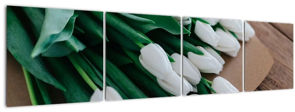 Obraz kytice bílých tulipánů (160x40 cm), 40 dalších rozměrů