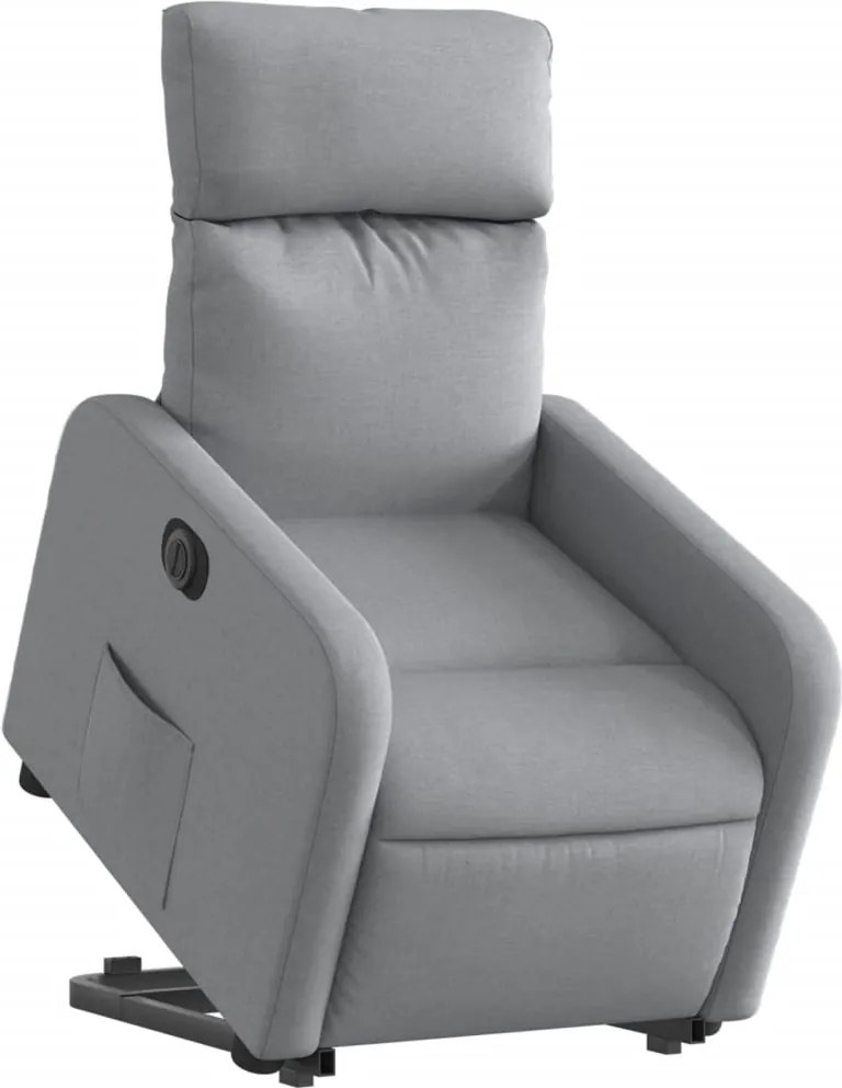 Elektrické zvedací polohovací křeslo světle šedé textil 3206717