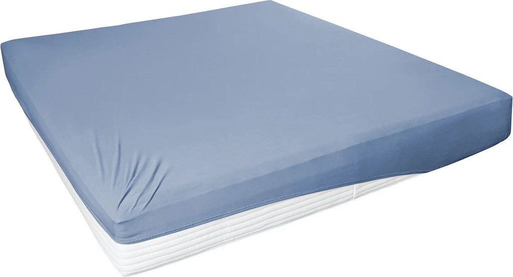 Primera Elastan-Jersey-napínací prostěradlo s gumou po obvodu, 90-200 x 200 cm. (modrá, 140-160 x 200 cm)