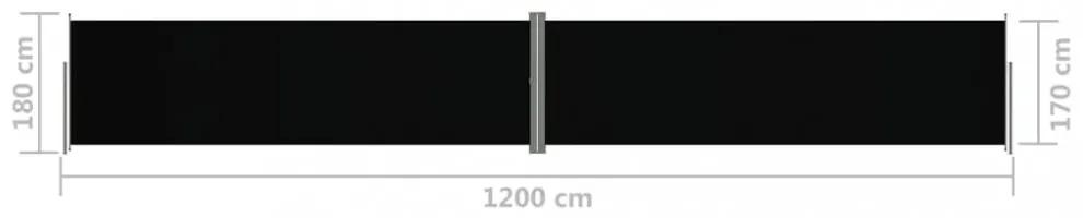 Zatahovací boční markýza 180x1200 cm Dekorhome Černá