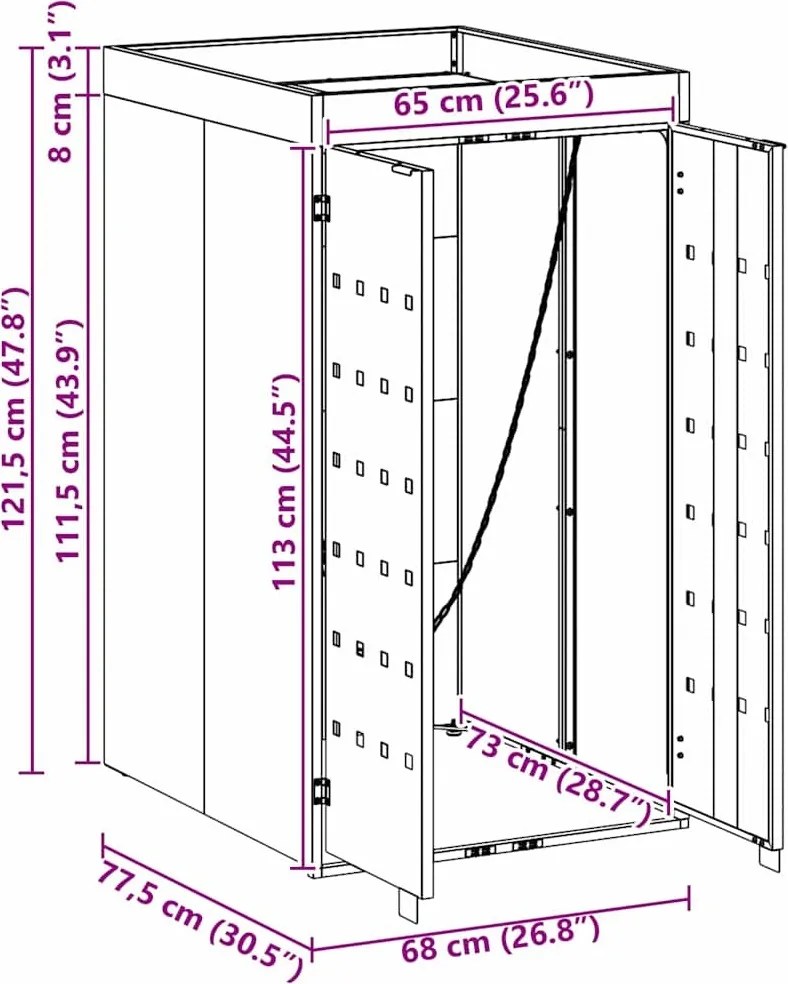 vidaXL Skladování s košem a stříškou pro koš 240L Antracit Ocel [42018687]