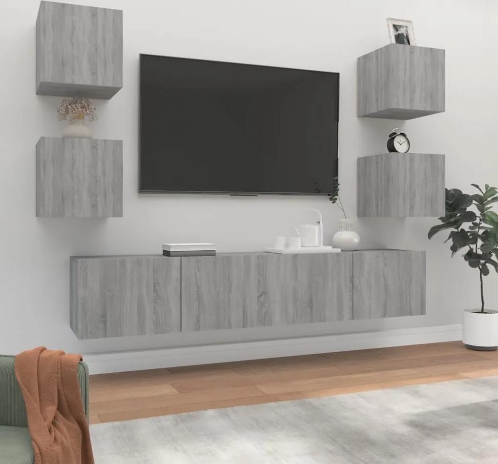 vidaXL 6dílný set TV skříněk kompozitní dřevo [3114258] Barva: Betonová šedá