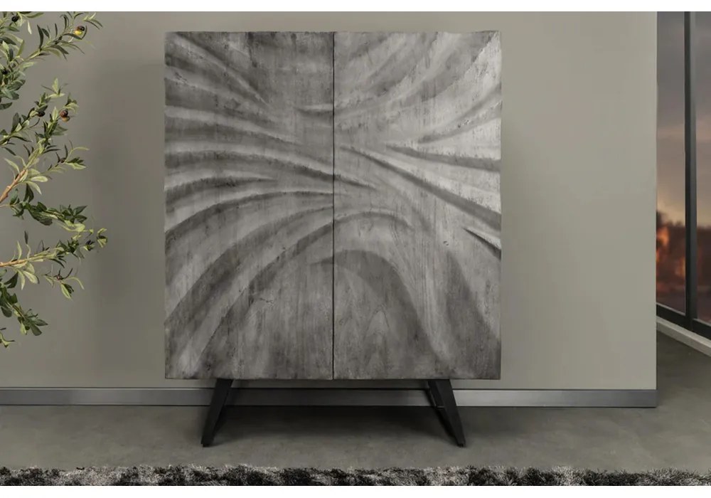 Massive home | Vysoká komoda HURRICANE 120cm 3D akátové dřevo