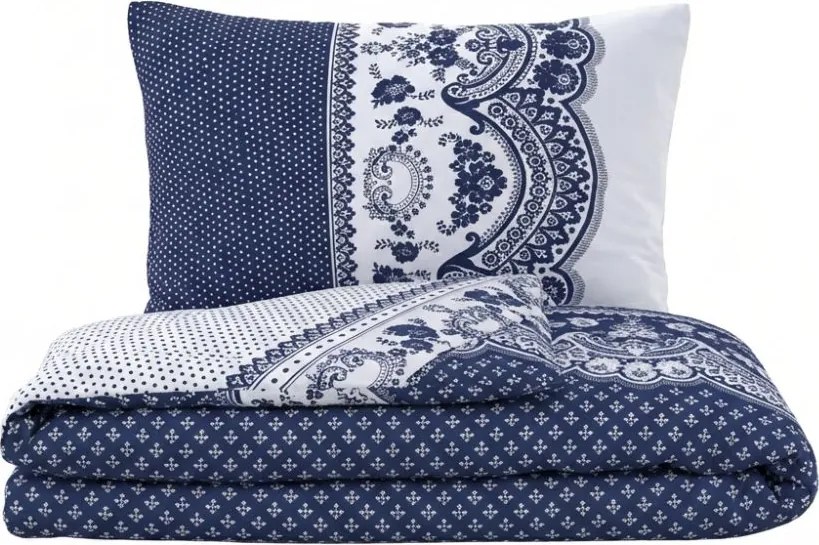 Kvalitex Ložní bavlněné povlečení CANZONE modré 1+2, 240x220, 70x90cm