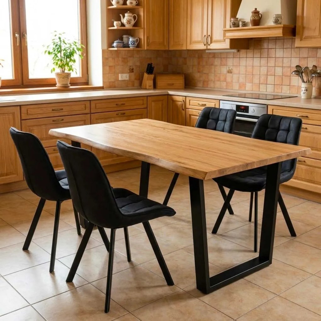 Vikio Jídelní set pro 4 osoby 160x90 cm dub noha U černá židle VJS156-4C